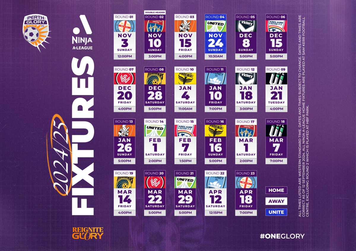 Glory's 2024/25 ALW fixtures confirmed - Perth Glory